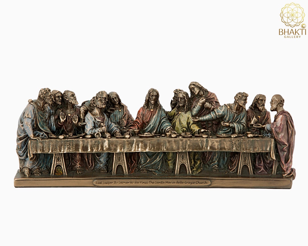 Jesus Last Supper Figurine, 23 Cm Bronze Finish Jesus Last Supper ...