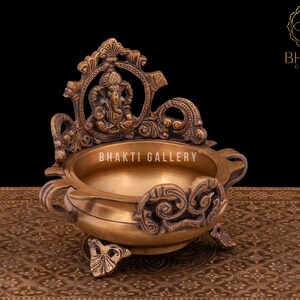 Brass Lakshmi Ganesh Urli Set of 2, 20 Cm Small Bronze Finish Brass ...