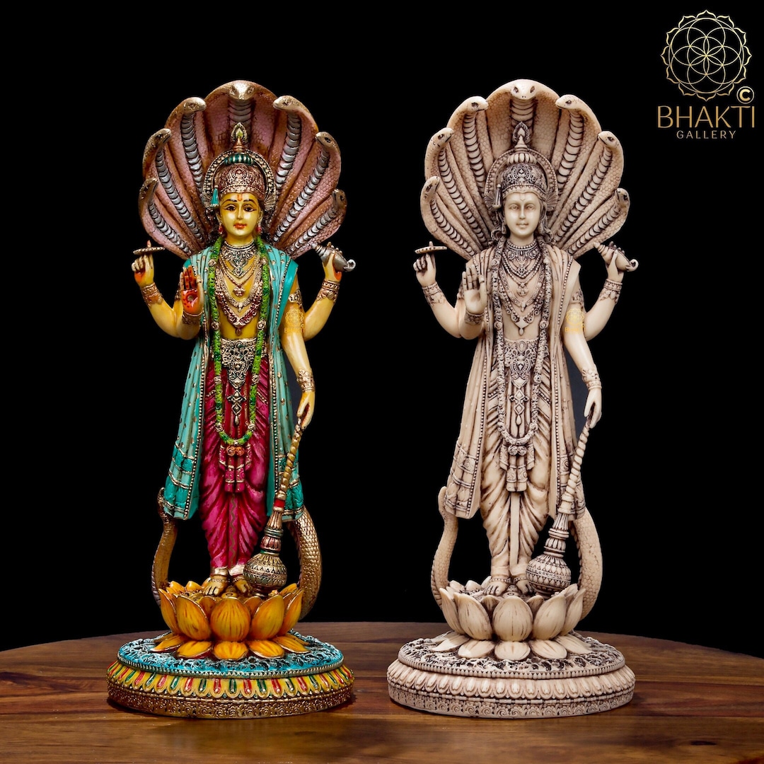 Lord Vishnu Statue, 32 Cm Big Dust Marble Standing Vishnu Idol, Vishnu ...