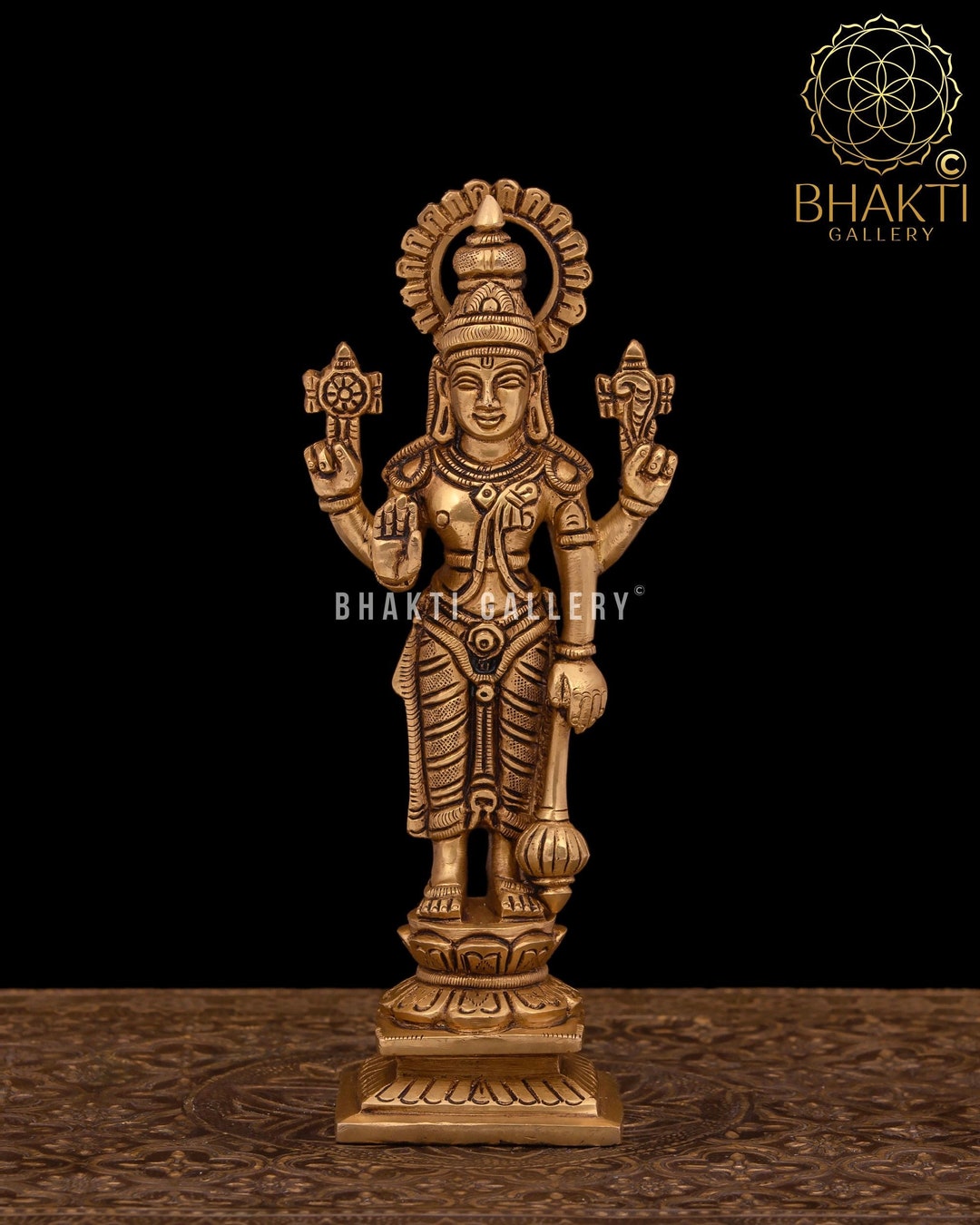 Lord Vishnu Statue, 20 Cm Small Size Standing Brass Lord Vishnu Narayan ...