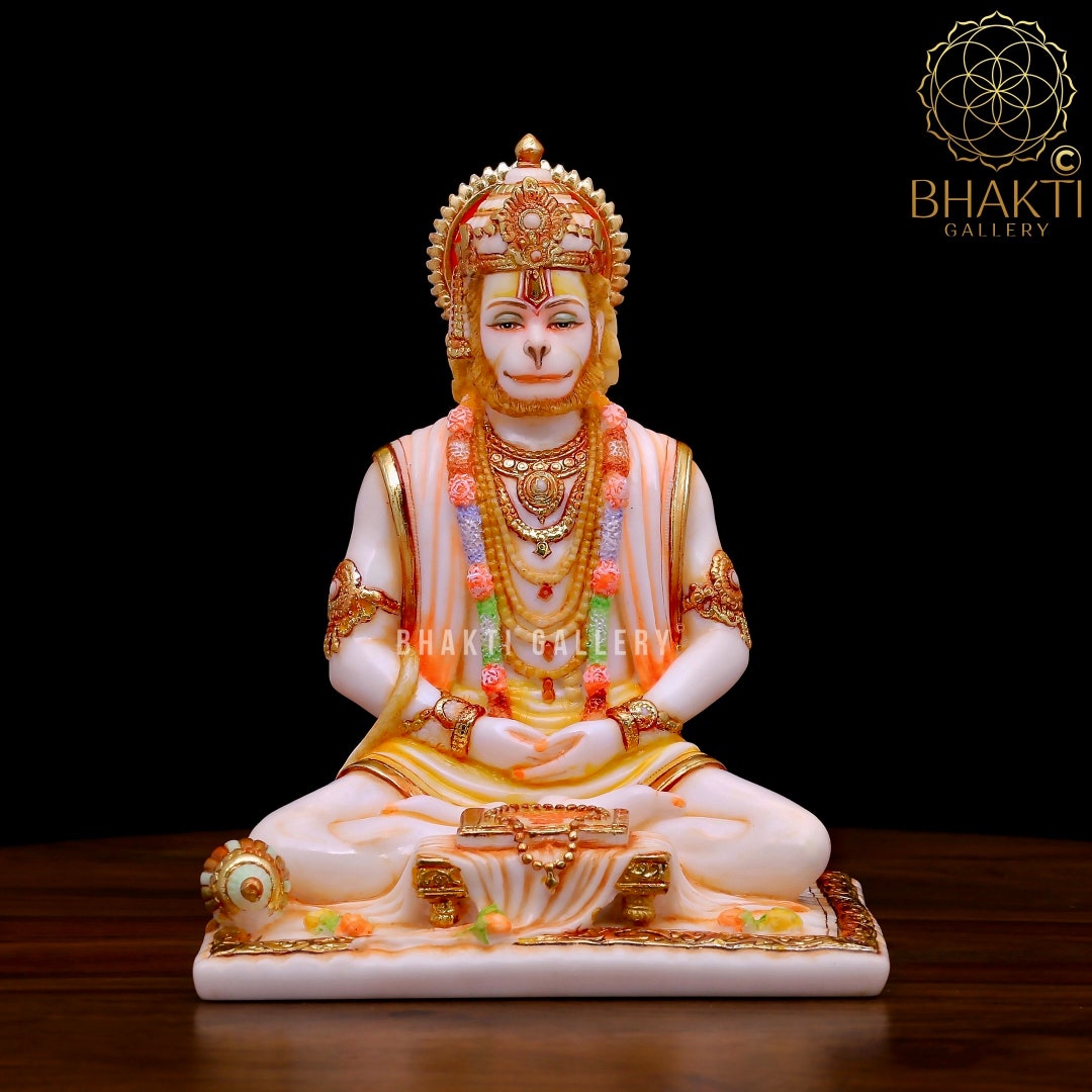 Lord Hanuman Statue, 20 Cm Hand Painted Cultured Marble Hanuman Statue ...