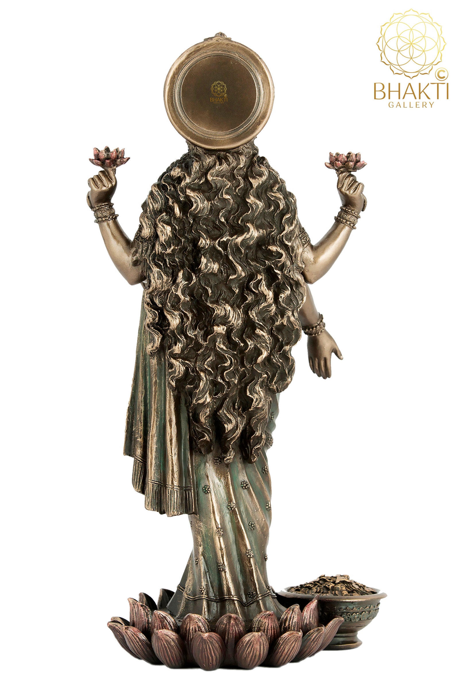 Standing Lakshmi Statue, 26 Cm Big Bonded Bronze Goddess Laxmi Idol ...