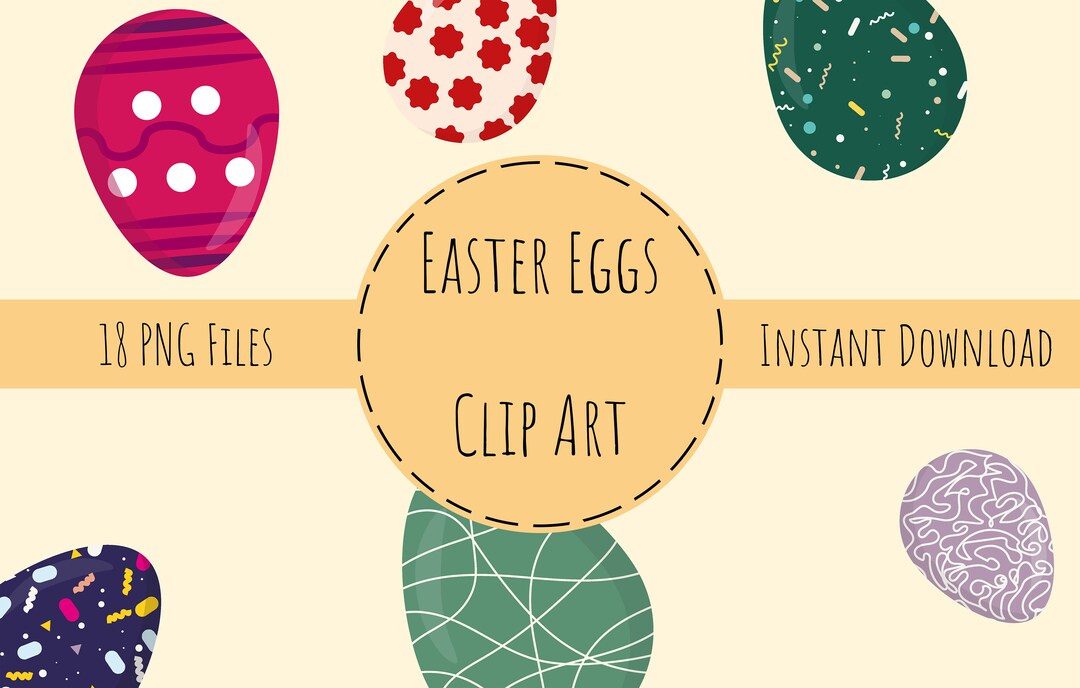 INSTANT DOWNLOAD, Easter Egg Printable Clipart, Colorful 18 PNG Files ...