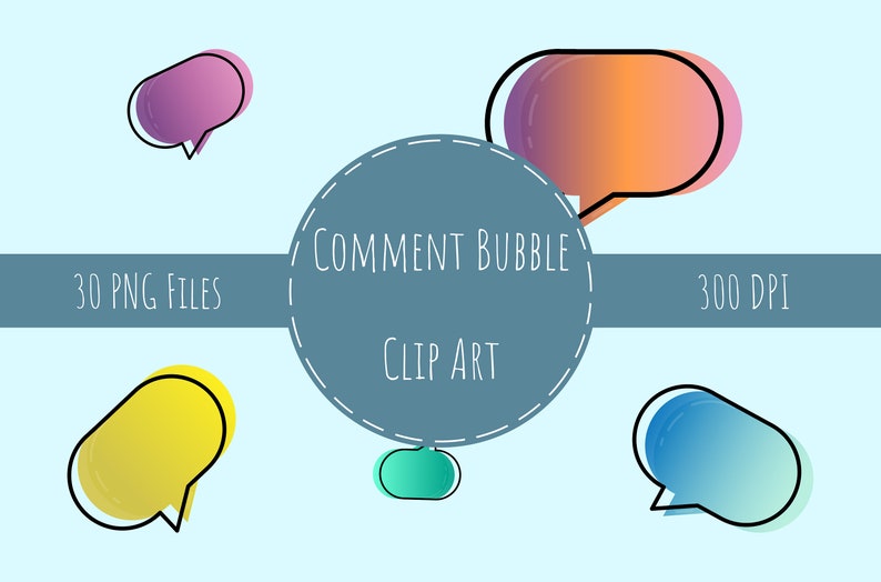 INSTANT DOWNLOAD Comment Bubble Clipart, 30 PNG Files Colorful Comment ...