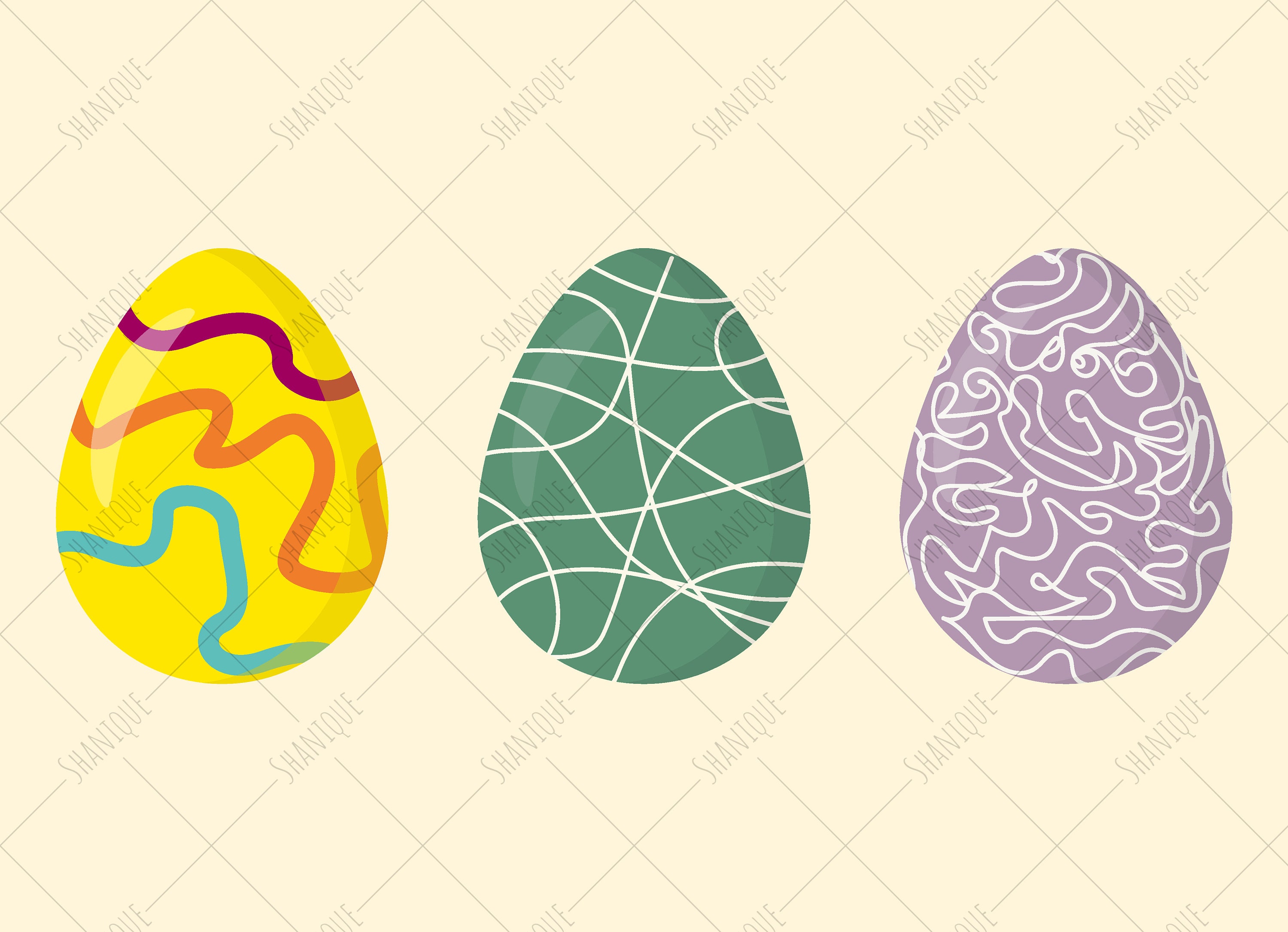 INSTANT DOWNLOAD, Easter Egg Printable Clipart, Colorful 18 PNG Files ...