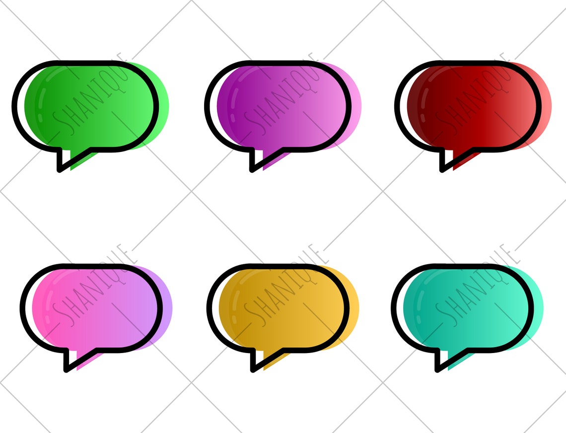 INSTANT DOWNLOAD Comment Bubble Clipart, 30 PNG Files Colorful Comment ...