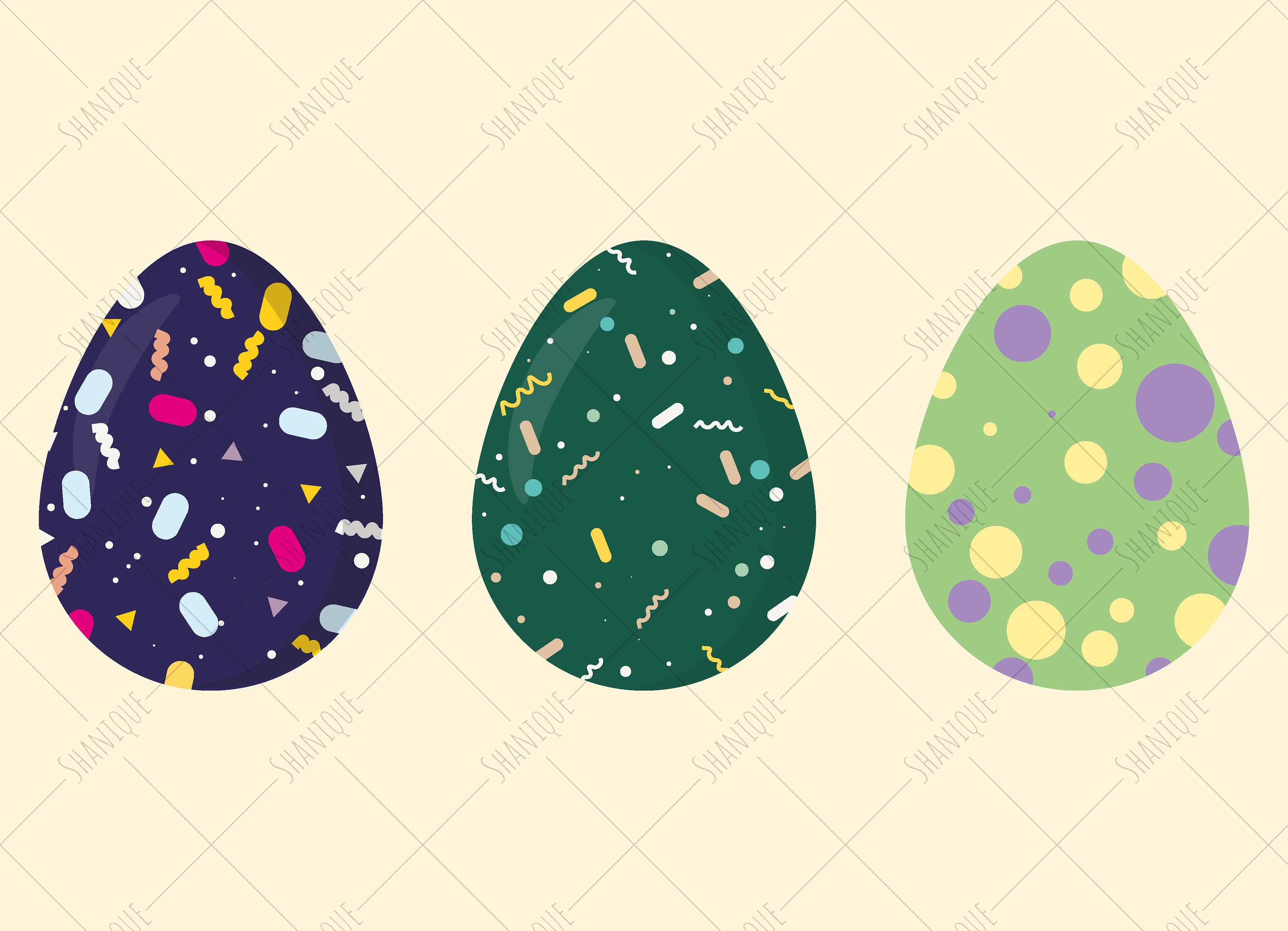INSTANT DOWNLOAD, Easter Egg Printable Clipart, Colorful 18 PNG Files ...