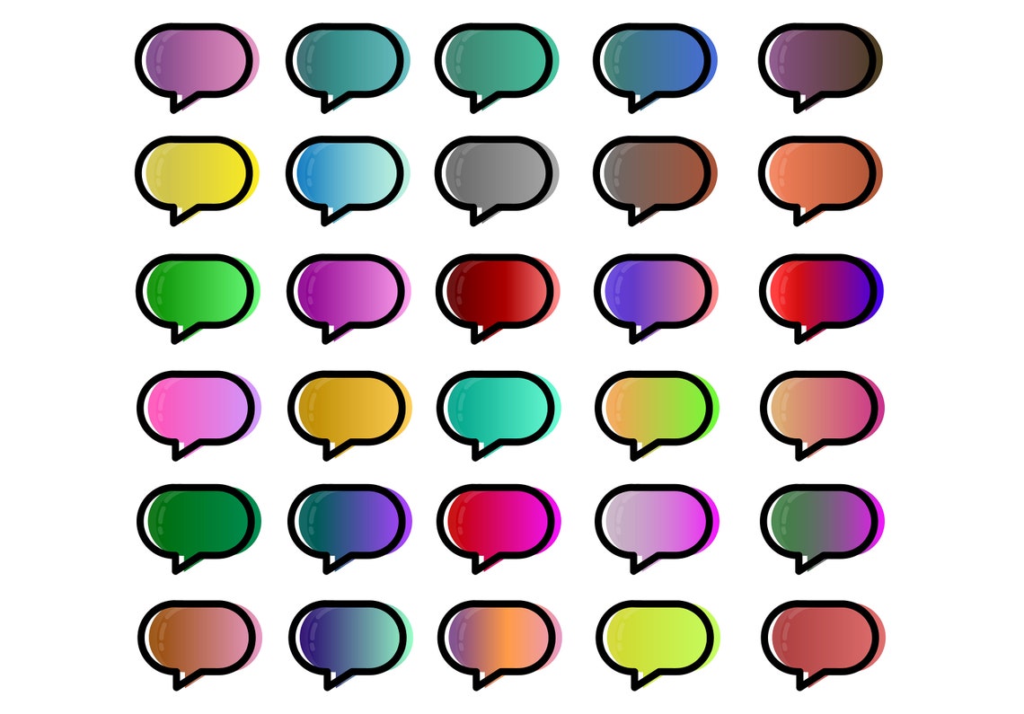 INSTANT DOWNLOAD Comment Bubble Clipart, 30 PNG Files Colorful Comment ...