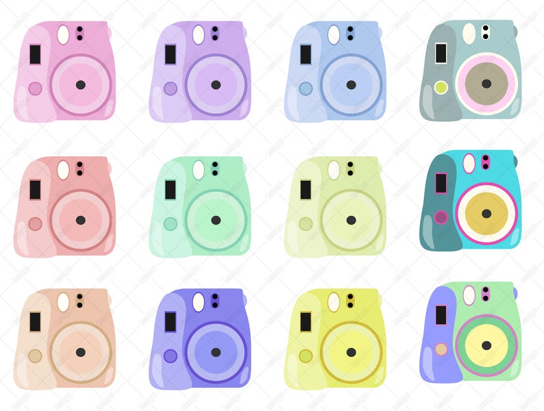 INSTANT DOWNLOAD Camera Clipart, Colorful and Sweet Camera Clip Art, 12 ...