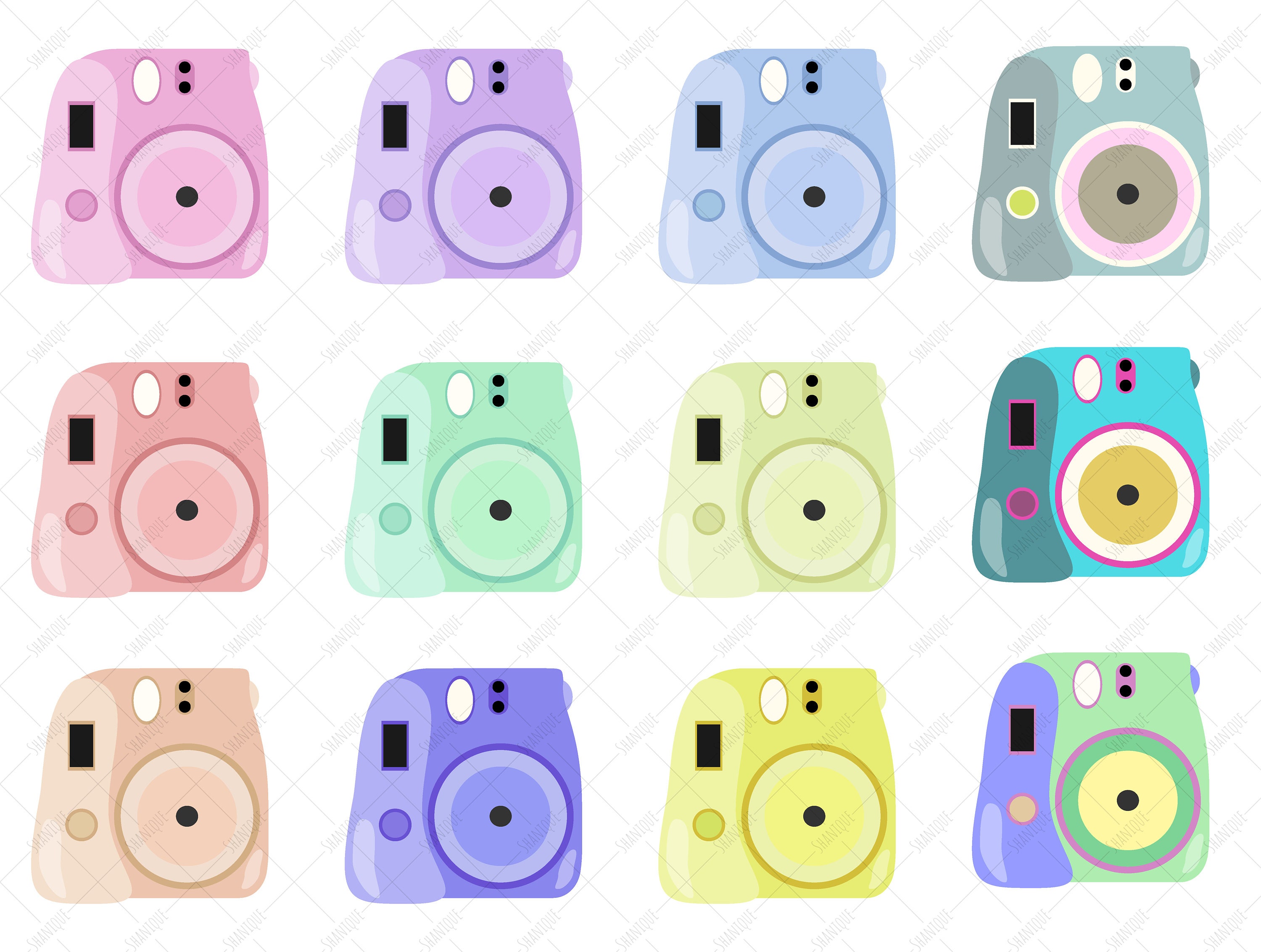INSTANT DOWNLOAD Camera Clipart, Colorful and Sweet Camera Clip Art, 12 ...