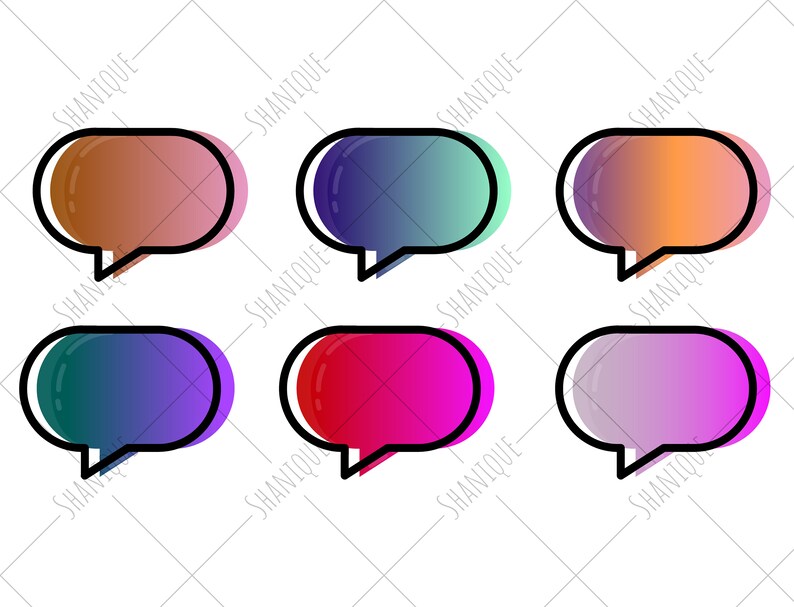 INSTANT DOWNLOAD Comment Bubble Clipart, 30 PNG Files Colorful Comment ...