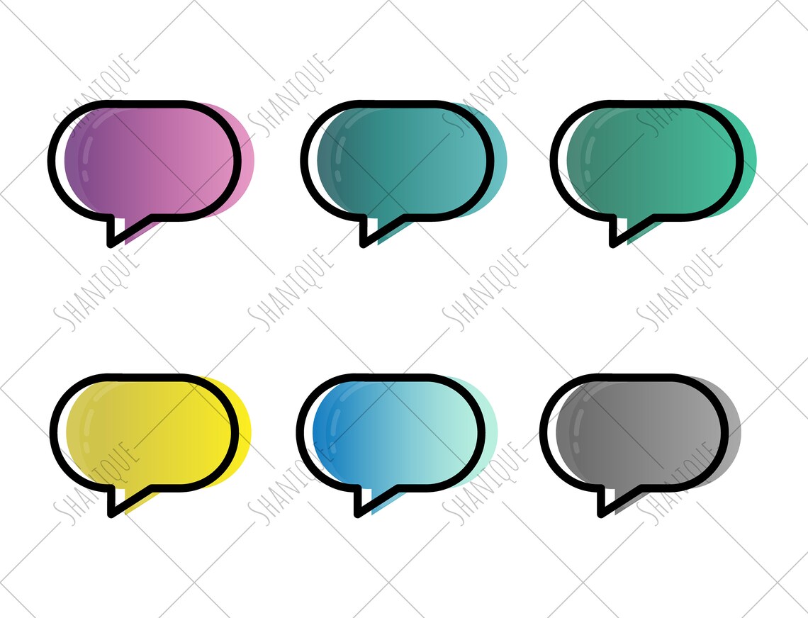 INSTANT DOWNLOAD Comment Bubble Clipart, 30 PNG Files Colorful Comment ...