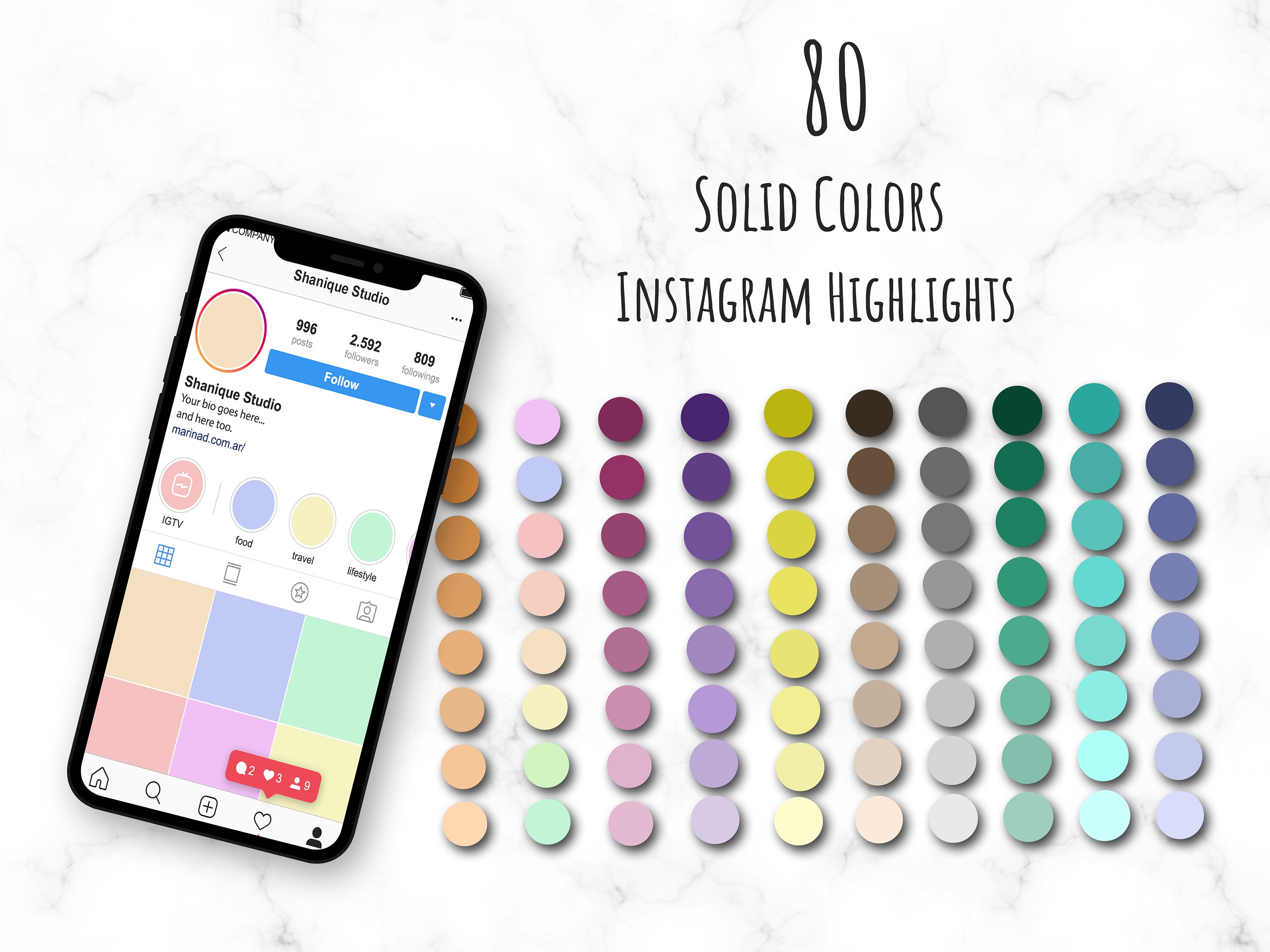 80 Solid Colors Instagram Highlights. 80 PNG Files. No Photoshop ...