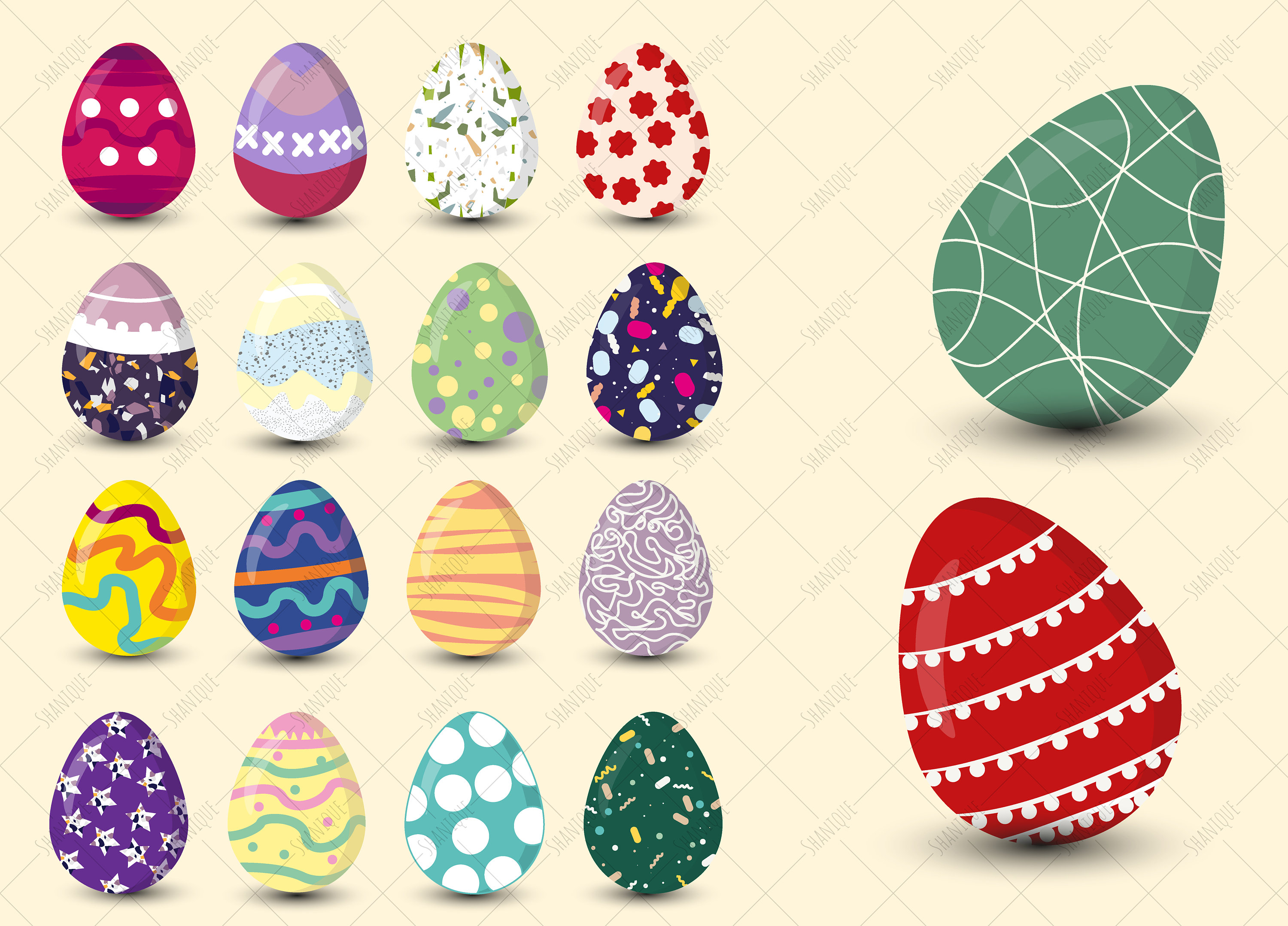 INSTANT DOWNLOAD, Easter Egg Printable Clipart, Colorful 18 PNG Files ...