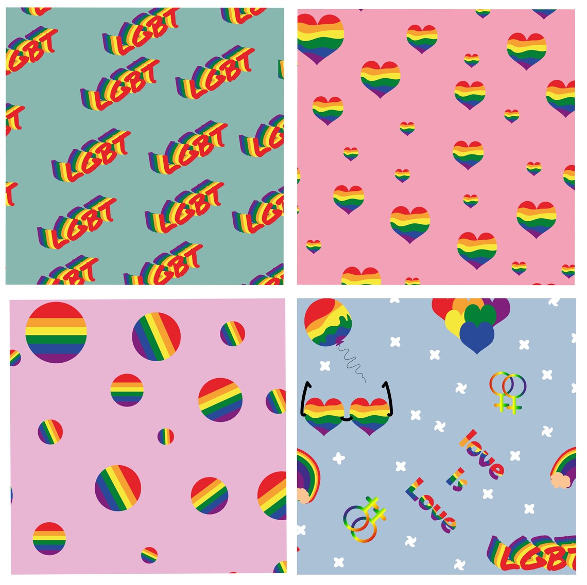 INSTANT DOWNLOAD, LGBTQ Seamless Pattern, 8 Gay Pride Patterns Digital ...