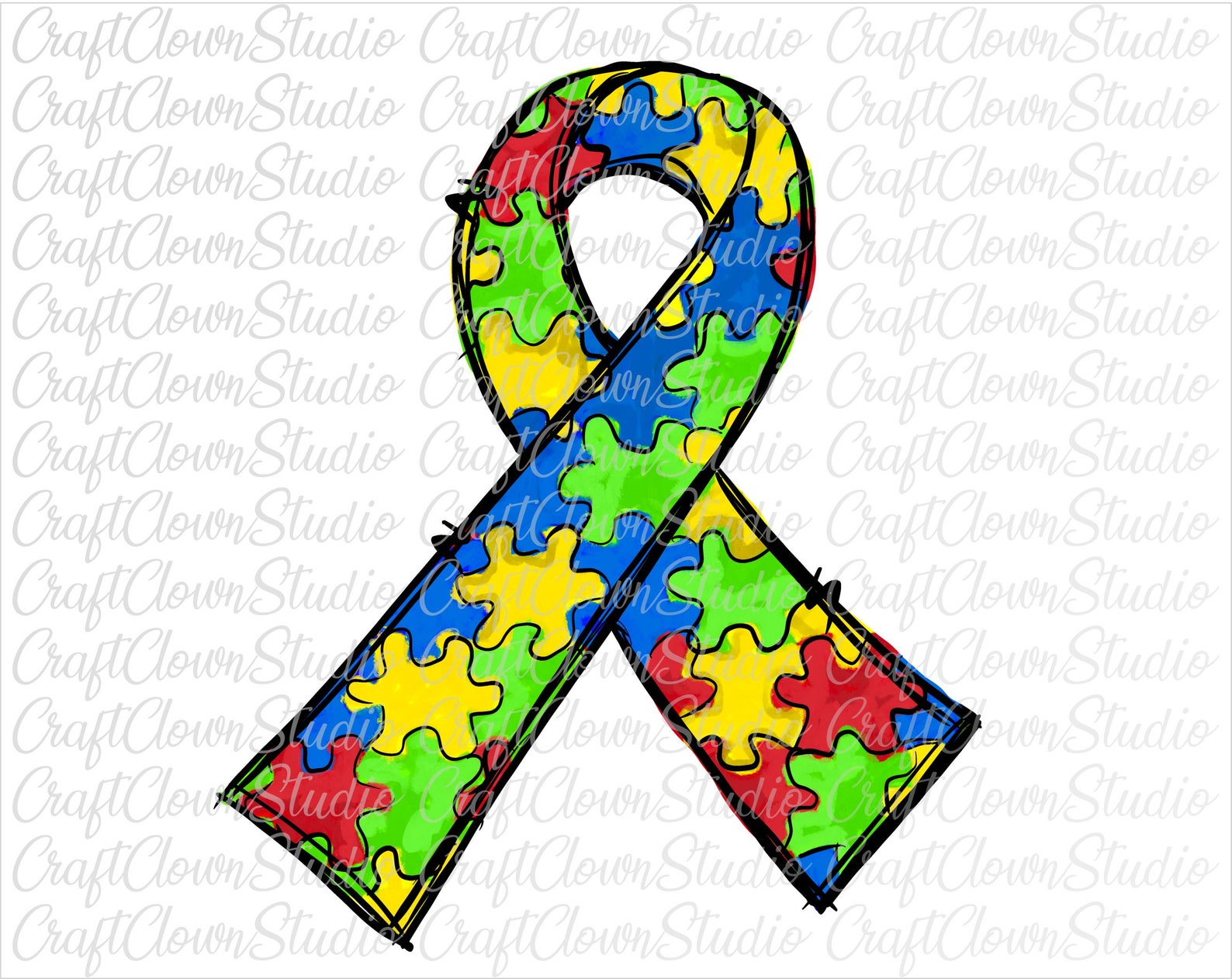 Autism Ribbon Png Puzzle Pieces Ribbon Png File for - Etsy
