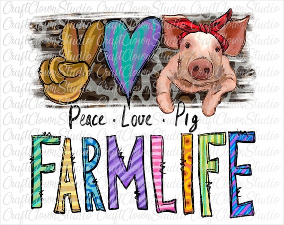 Peace love pig png Farm life png Red bandana pig png file | Etsy