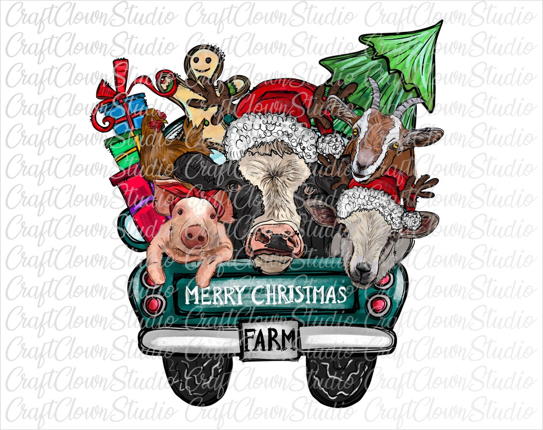 Christmas Farm Animals Truck Png Christmas Animals (Instant Download ...
