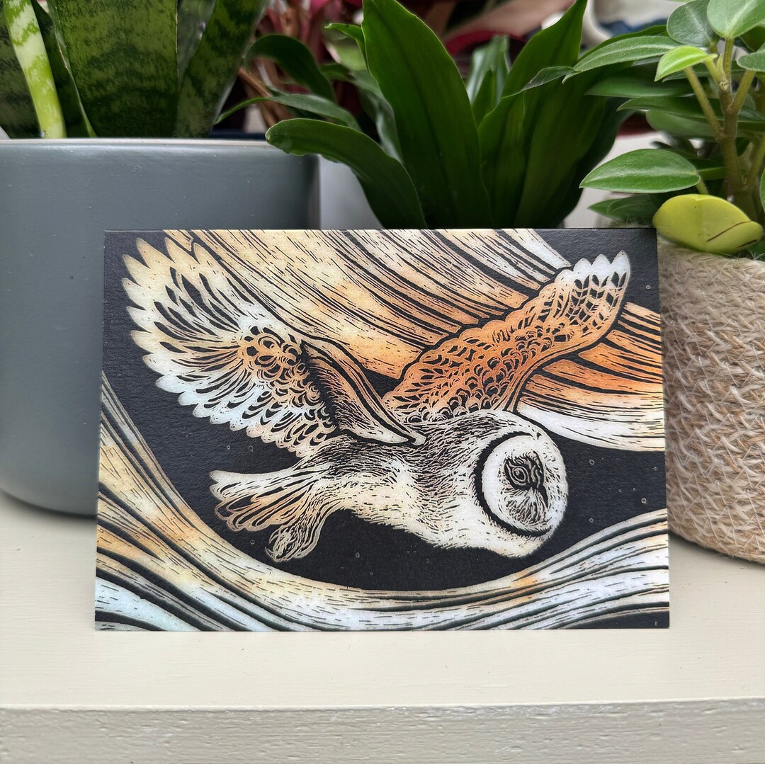 Barn Owl Greetings Card, Handmade Art Card, Nature Wildlife Inspired ...