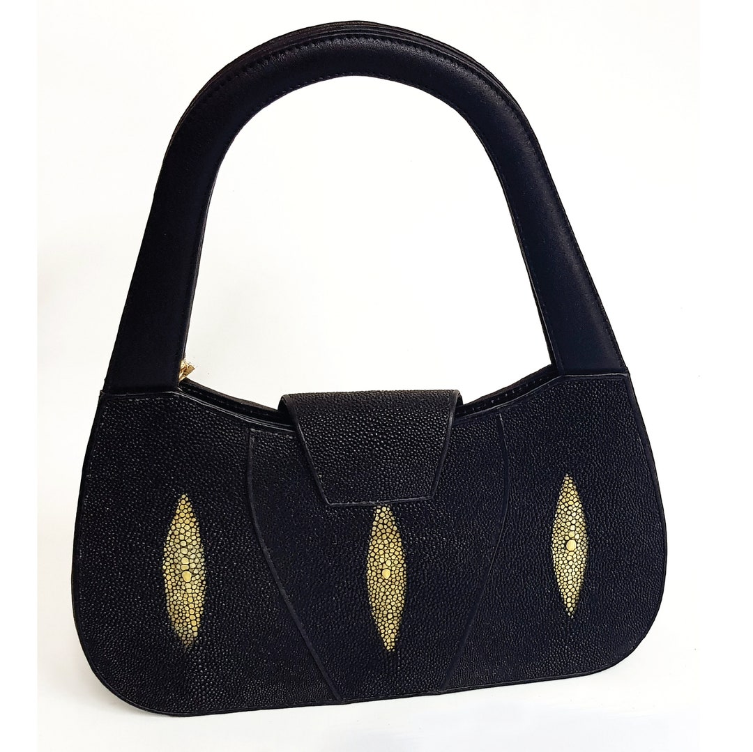 Black Genuine Stingray Leather Handbag - Etsy