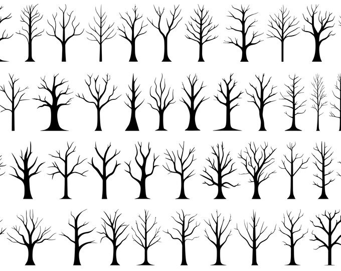 Bare Tree Svg Bundle, Leafless Tree Svg, Rustic Tree Svg, Tree Vector ...