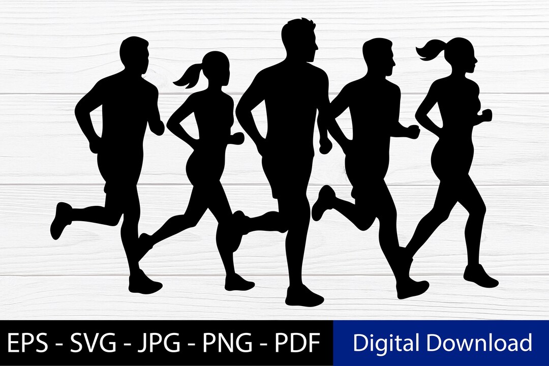 Jogging Team Silhouette | Svg, Eps, Png, Pdf, and Jpg Files - Etsy