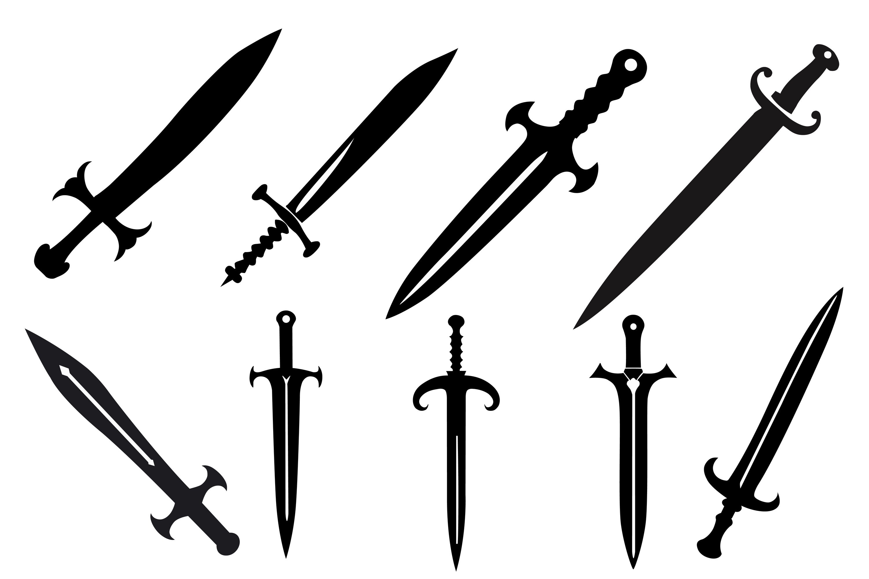 Set of Swords, Sword SVG Bundle, Sword Silhouette, Sword Clipart, Black ...