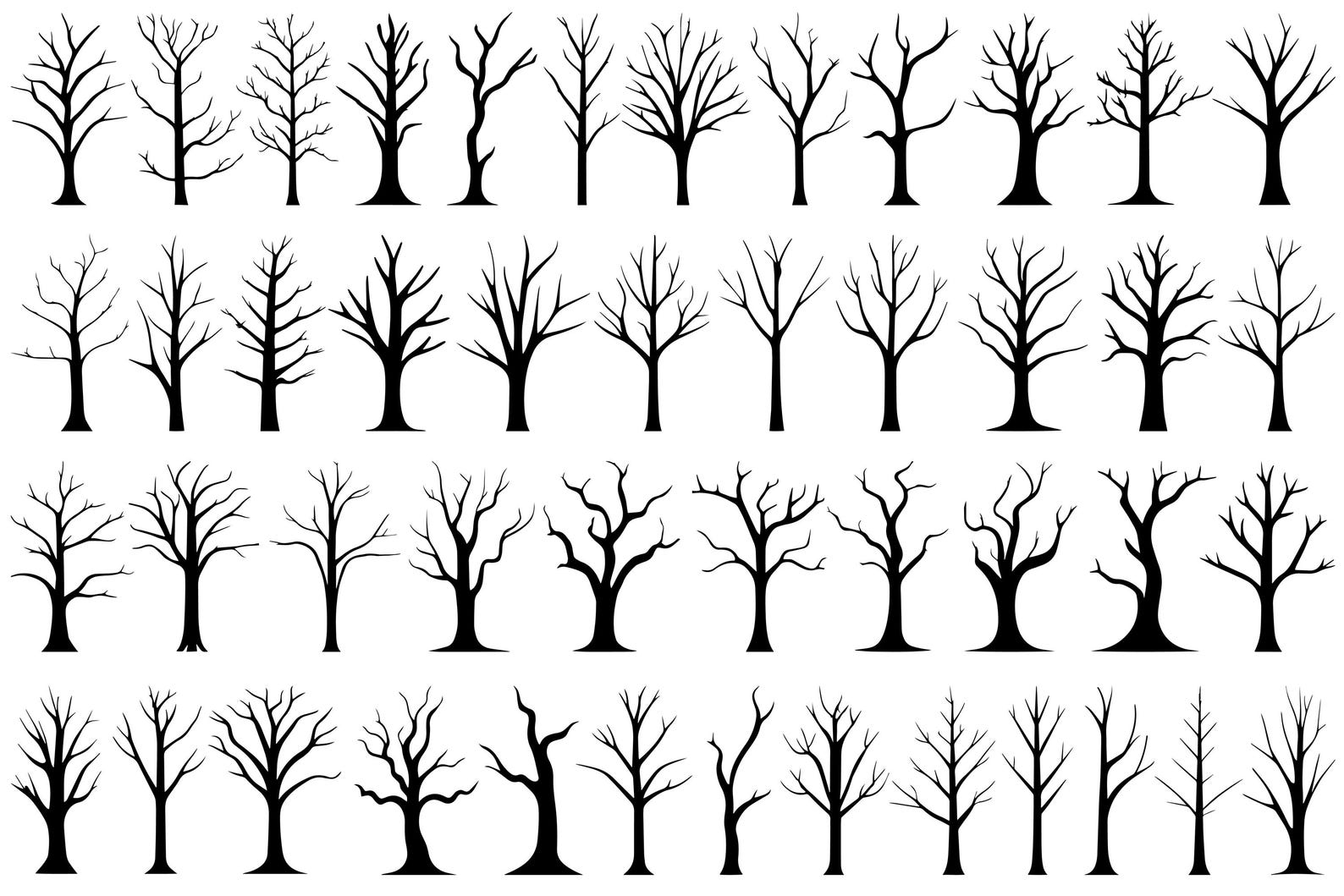 Bare Tree Silhouettes SVG, Bare Tree SVG Bundle, Bare Tree Clipart ...