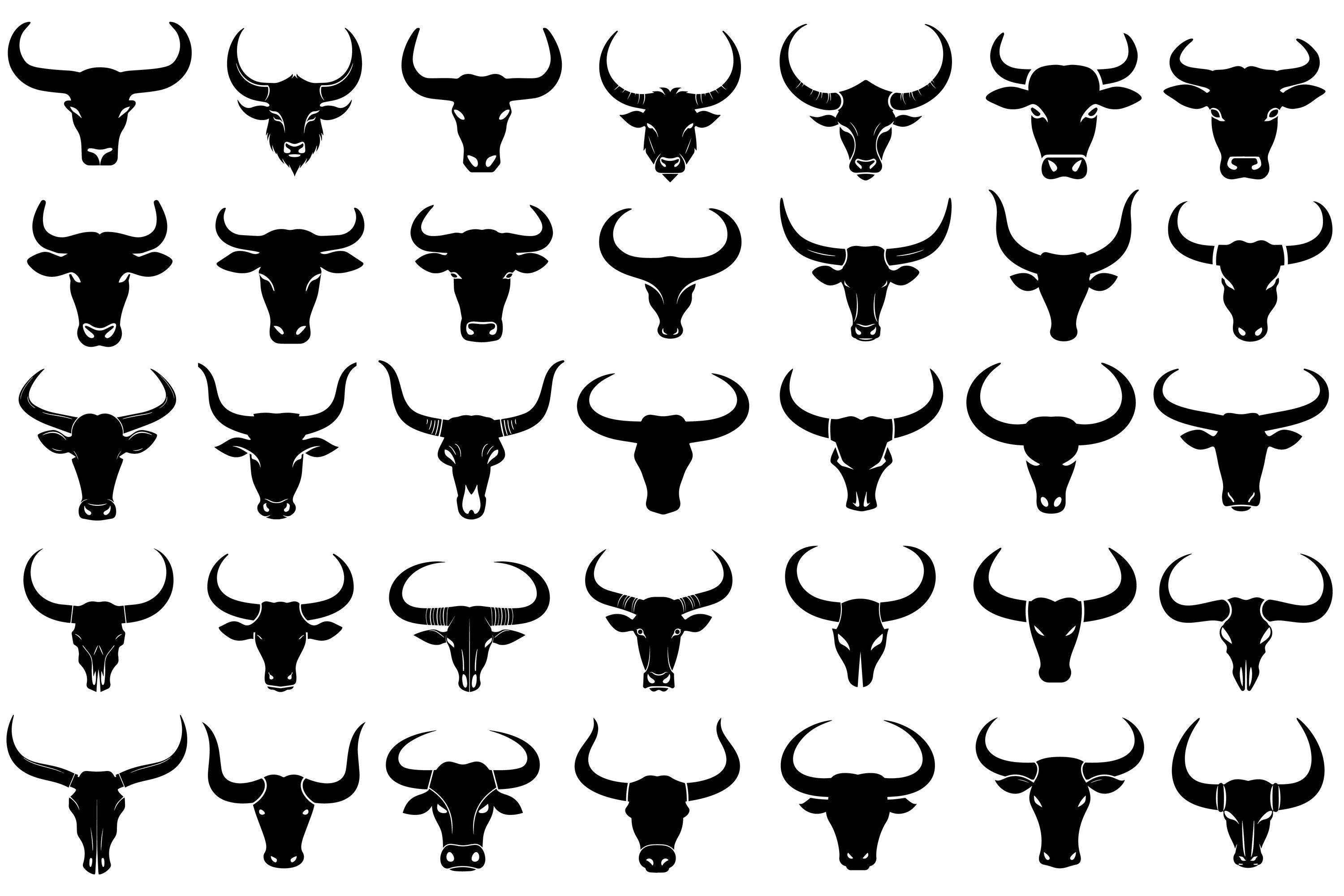 Bull Horn SVG, Bull Head SVG, Bull Horn Silhouette, Bull Head ...