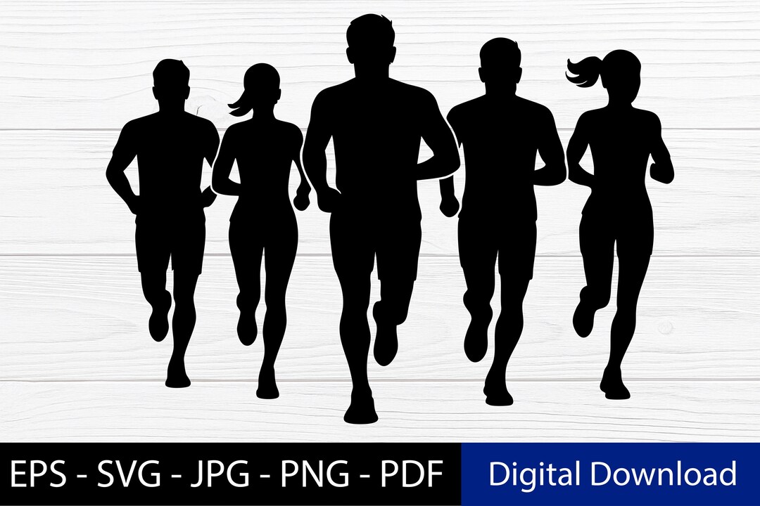 Group of Runners Silhouette | Running Group Svg, Eps, Png, Pdf, and Jpg ...
