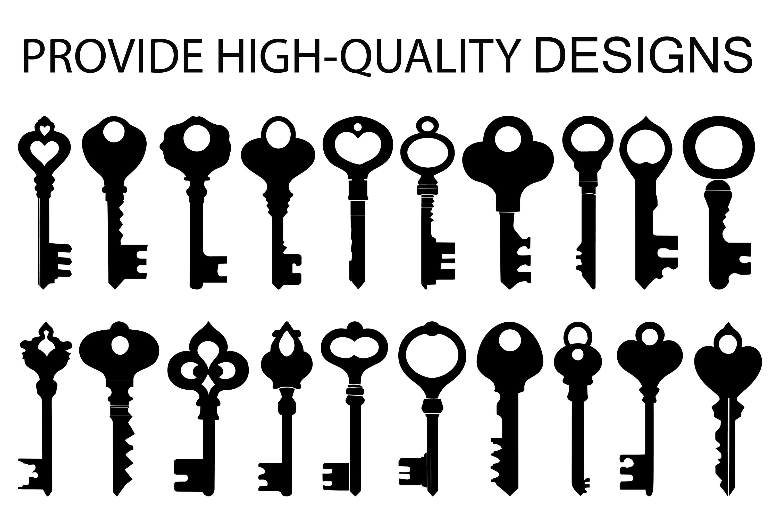 Key SVG Bundle, Keys SVG, Keys PNG, Key Silhouettes, Key Clipart ...