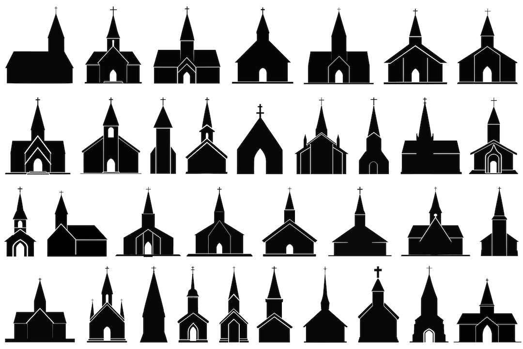 Church Silhouette Vector Bundle, Church SVG Clipart - Etsy