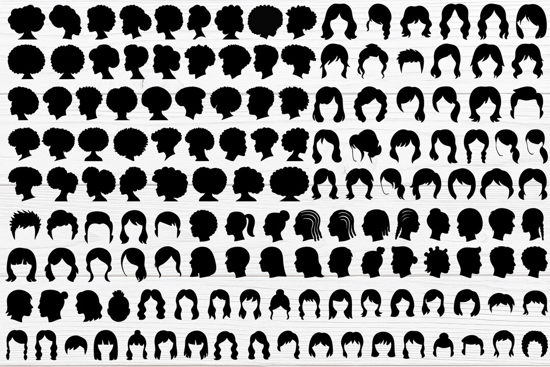 Hairstyle Silhouette SVG Bundle | 171 Hair Designs - Etsy