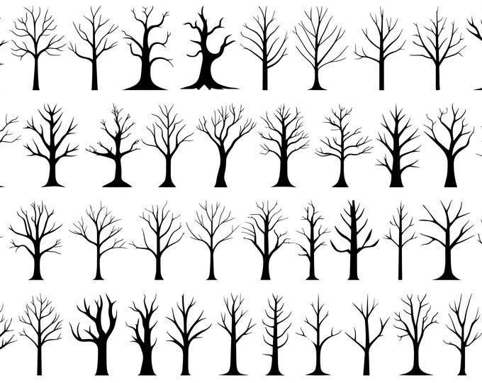 Bare Tree Svg Bundle, Leafless Tree Svg, Rustic Tree Svg, Tree Vector ...