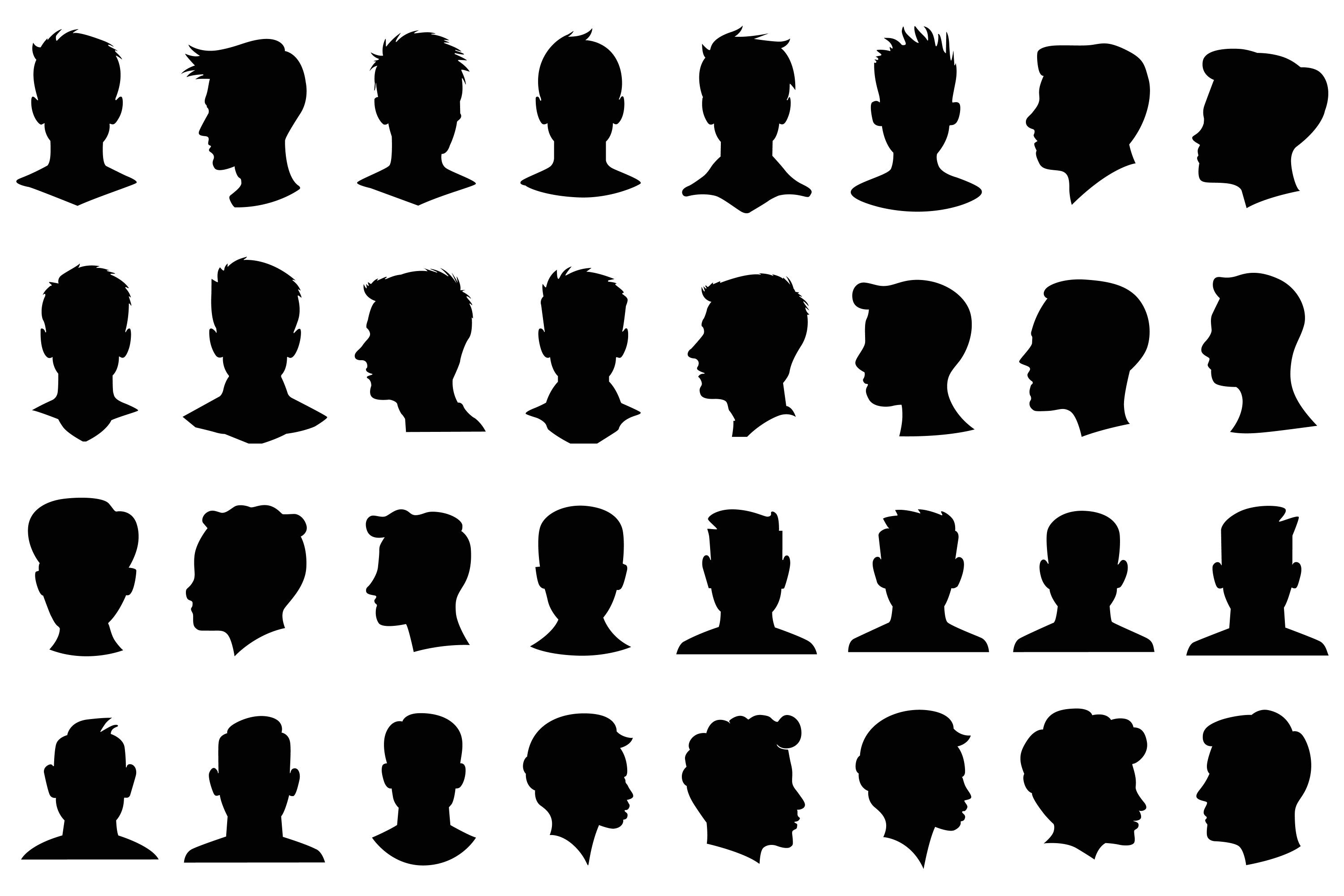 Male Face Silhouettes, Male Face Svg Bundle, Male Faces Svg, Male Face ...