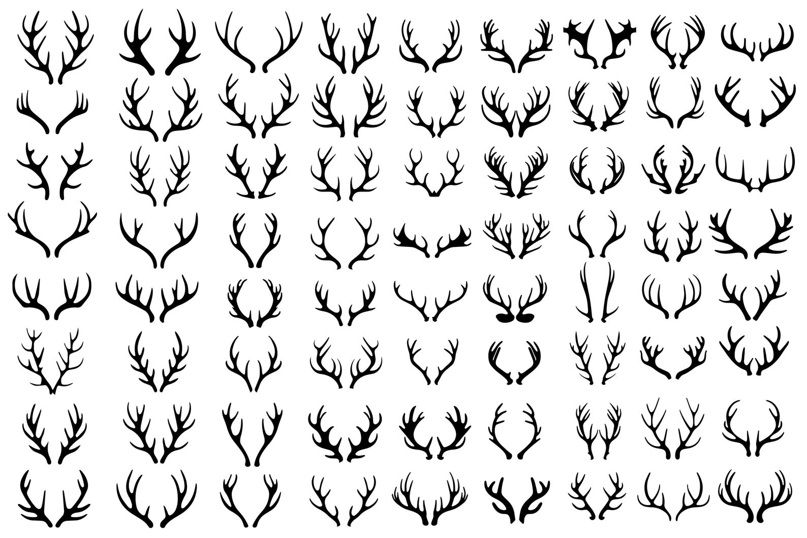 Deer Antler Silhouettes: Clipart Vector Bundle (digital Download) - Etsy