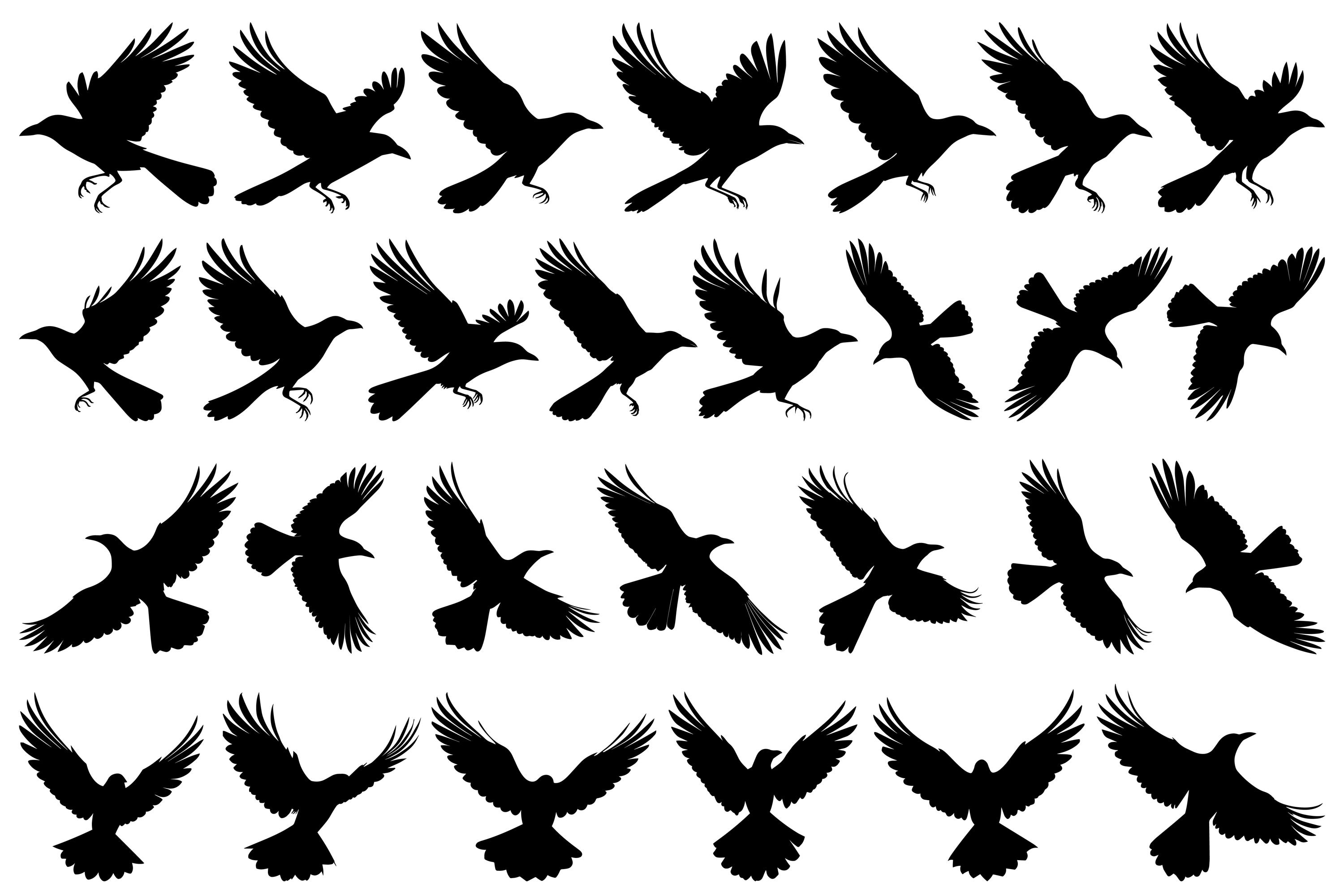 Flying Crow SVG Bundle, Flying Crows Clipart, Flying Crows PNG, Flying ...