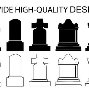Tombstone Silhouette Vector Art | 35 Graveyard Designs - Etsy