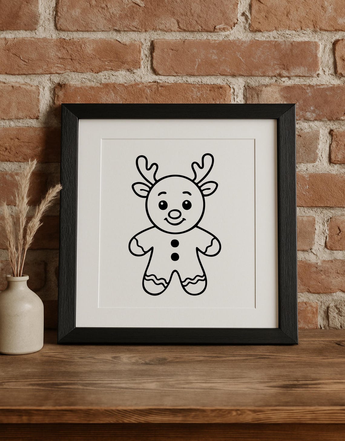 Gingerbread Man Line Art SVG | Christmas Cookie Outline for Cricut and ...