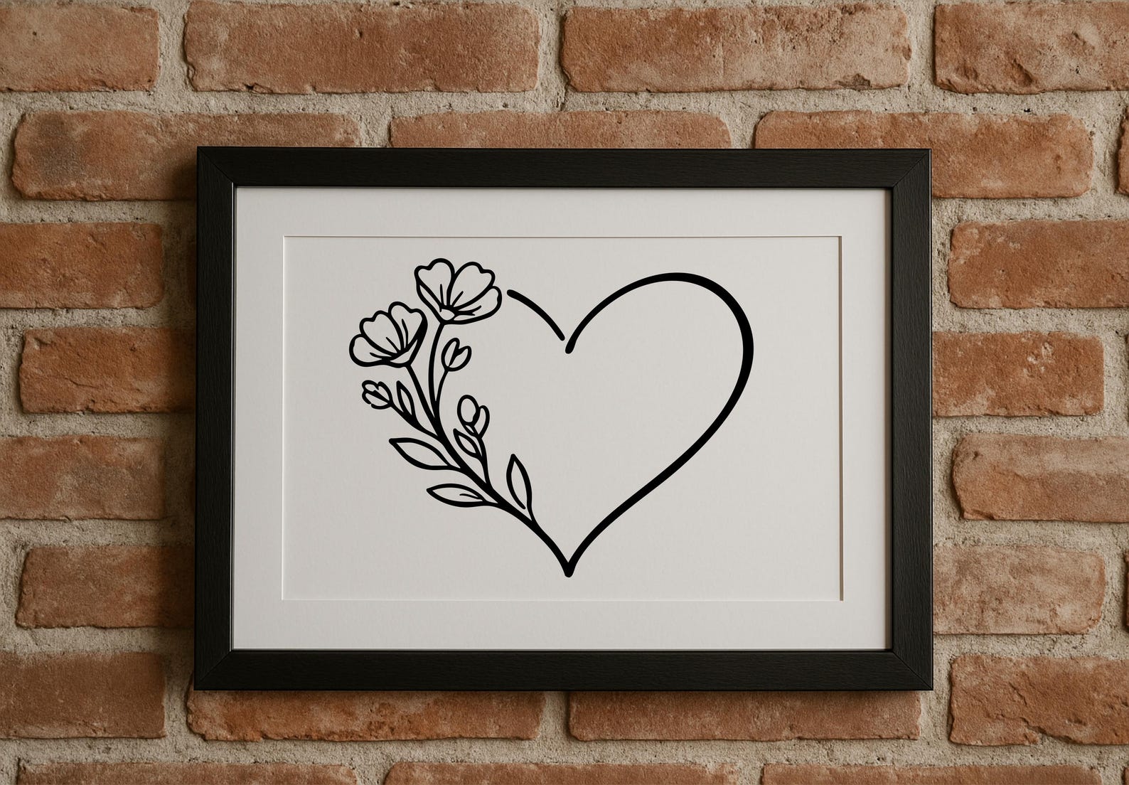 Floral Heart SVG Botanical Line Art Heart Frame Outline Cut File for ...