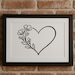 Floral Heart SVG Botanical Line Art Heart Frame Outline Cut File for ...