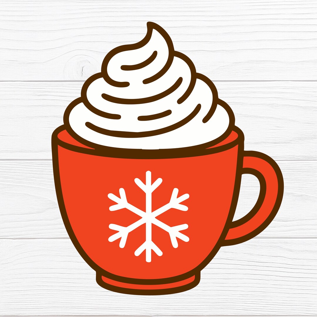 Whipped Cream Hot Cocoa Mug With Snowflake SVG PNG - Etsy