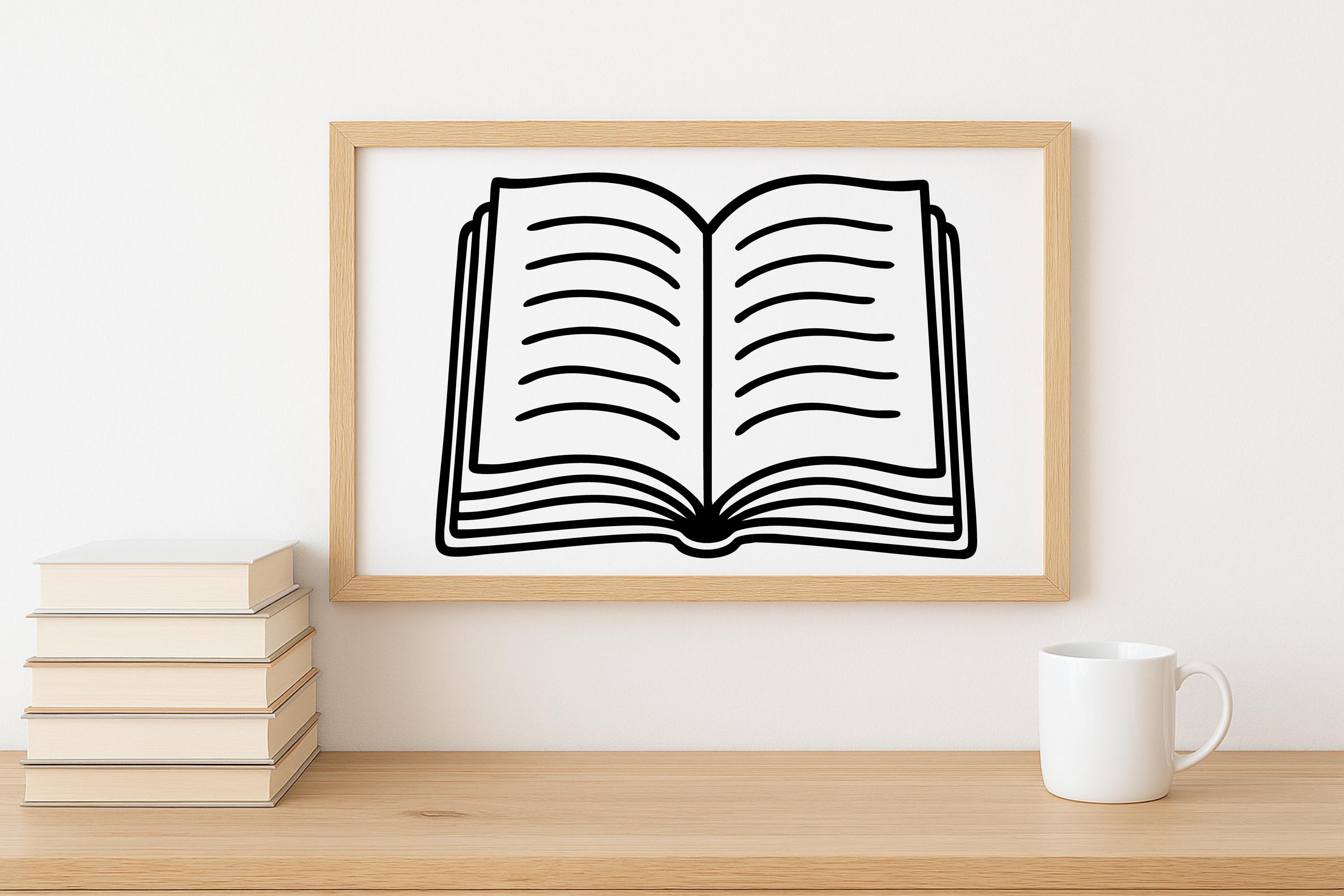 Open Book Outline SVG | Book Line Art PNG - Etsy