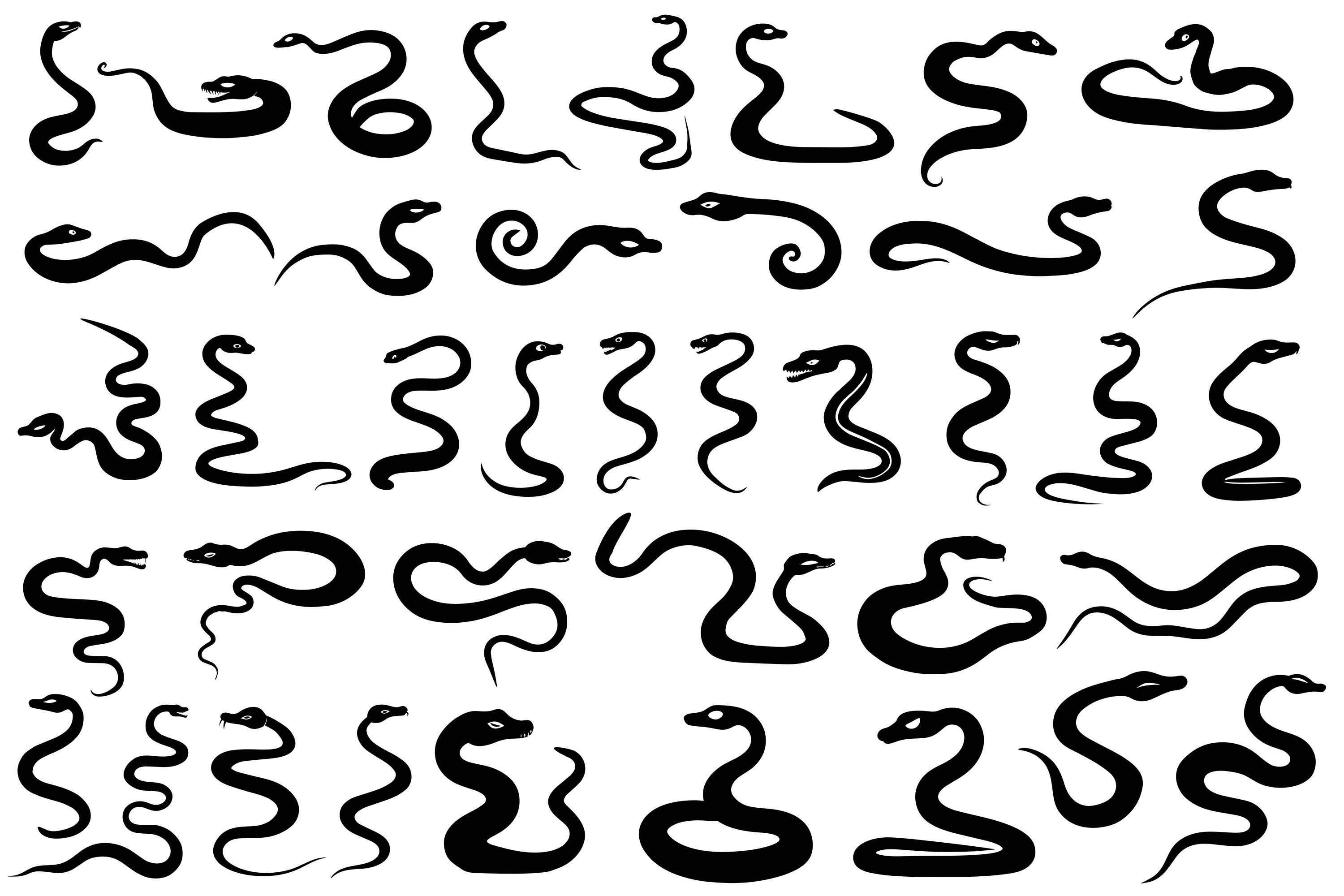Snake Silhouettes, Snake SVG Bundle, Snake Clipart, Snake Vector ...