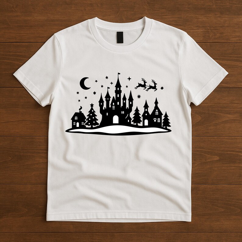 Christmas Castle Silhouette SVG | Winter Fantasy Village Clipart - Etsy