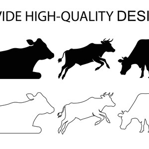 Cow Silhouettes Vector Bundle, Svg, Png, Jpg, and Eps Files - 20 ...