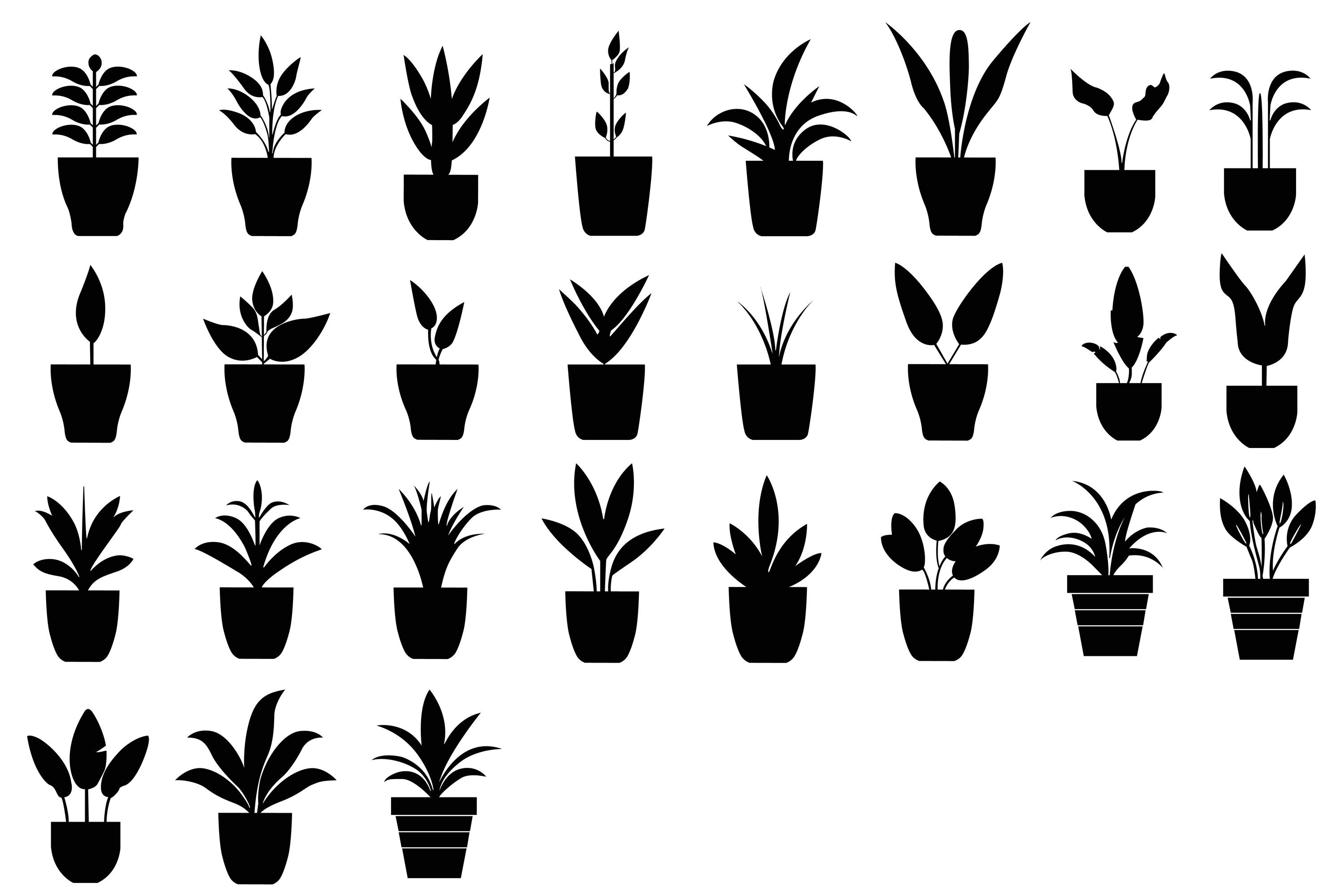 Potted Plant Silhouettes, Potted Plant SVG Bundle, Potted Plant Vector ...
