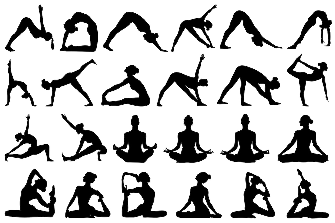 Yoga Poses SVG, Yoga Silhouette Vector, Yoga SVG Bundle - Etsy