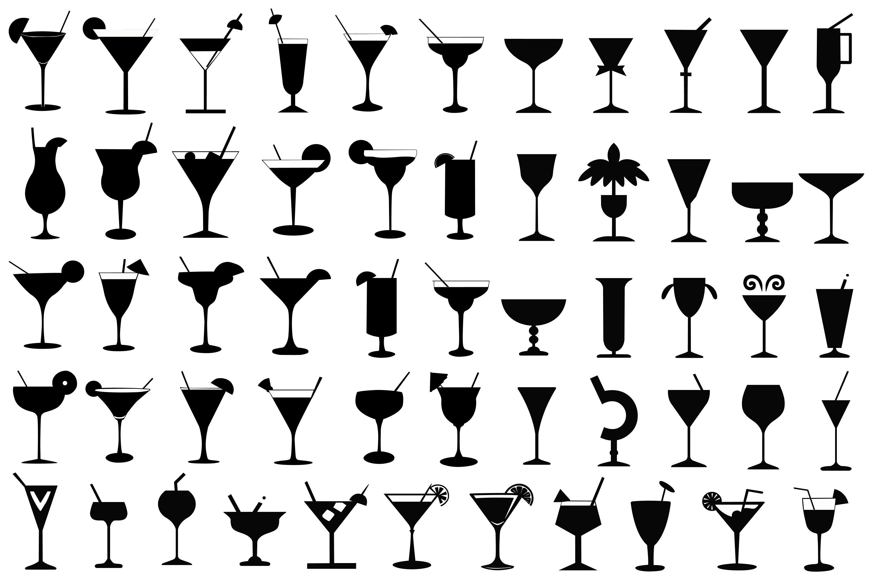 Cocktail Silhouettes Set, Cocktail Svg Bundle, Cocktails Svg, Cocktail ...