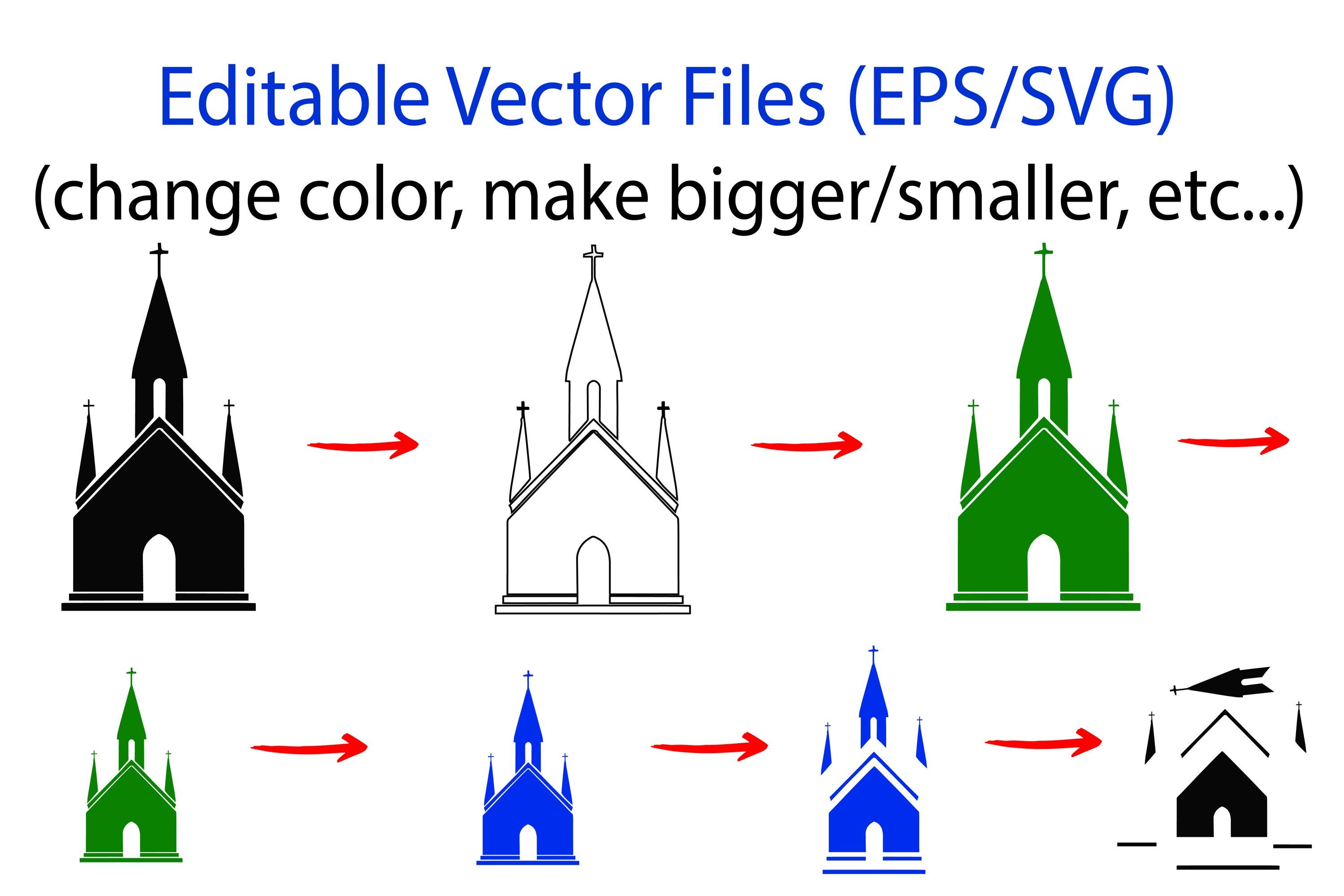 Church Silhouette Vector Bundle, Church SVG Clipart - Etsy